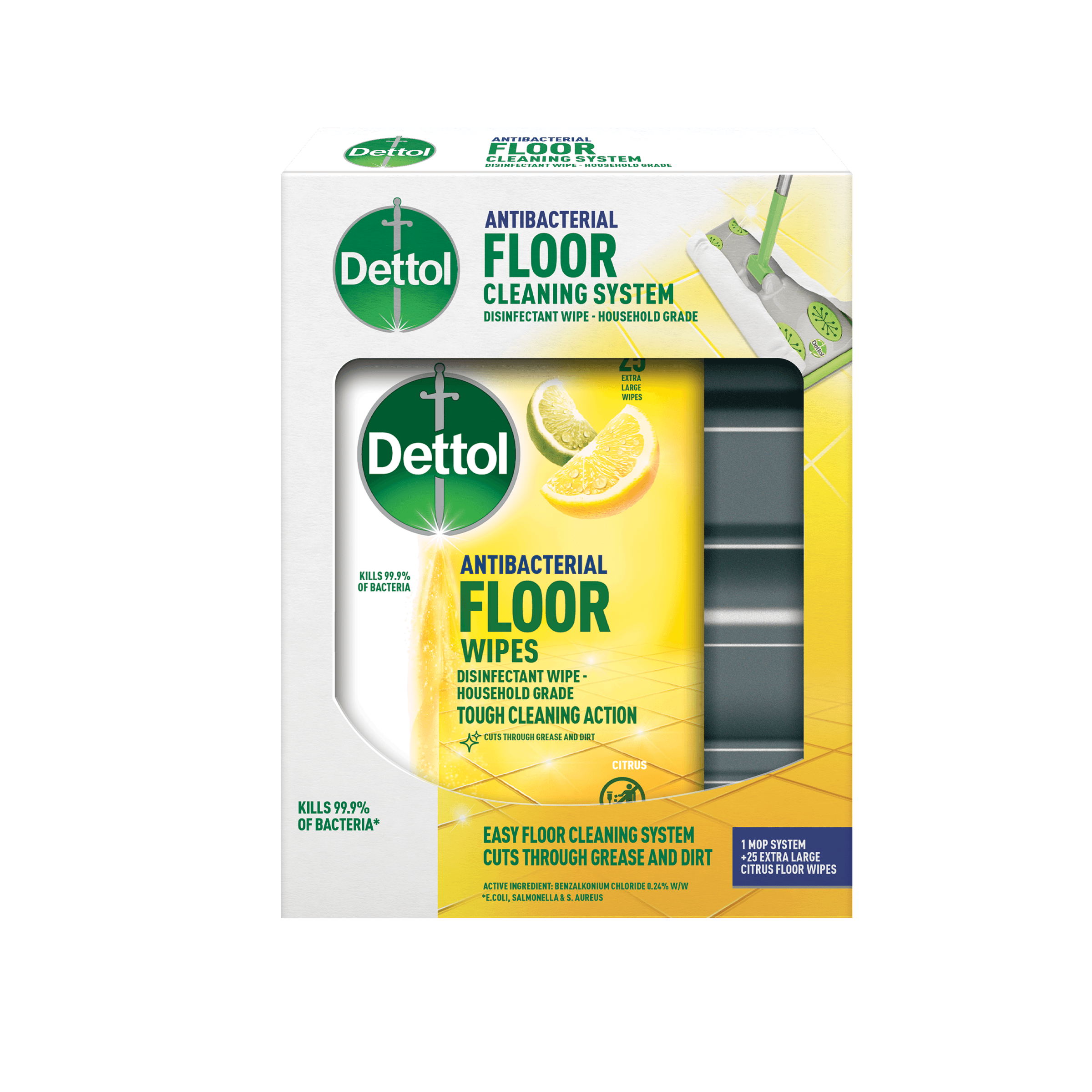Dettol Antibacterial Floor Mop System + Pack of 25 Wipes | Dettol AU